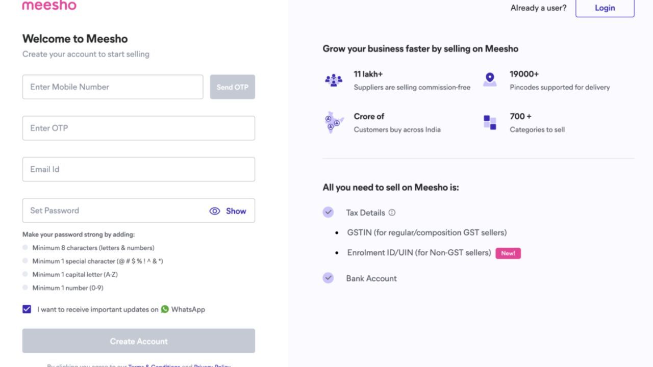 Meesho Seller Login